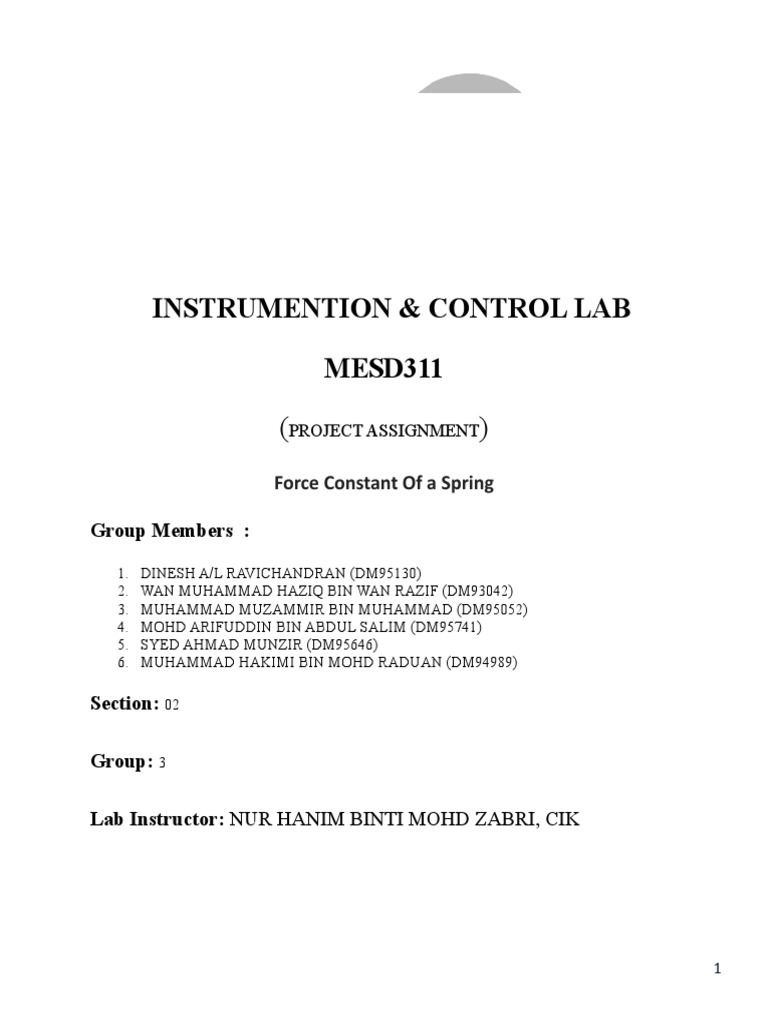 Instrument Lab Full Report | PDF | Mechanics | Physics