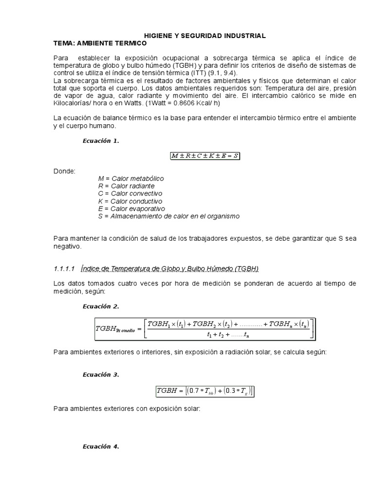 Ambiente Térmico y Salud Laboral | PDF | Temperatura | Convección