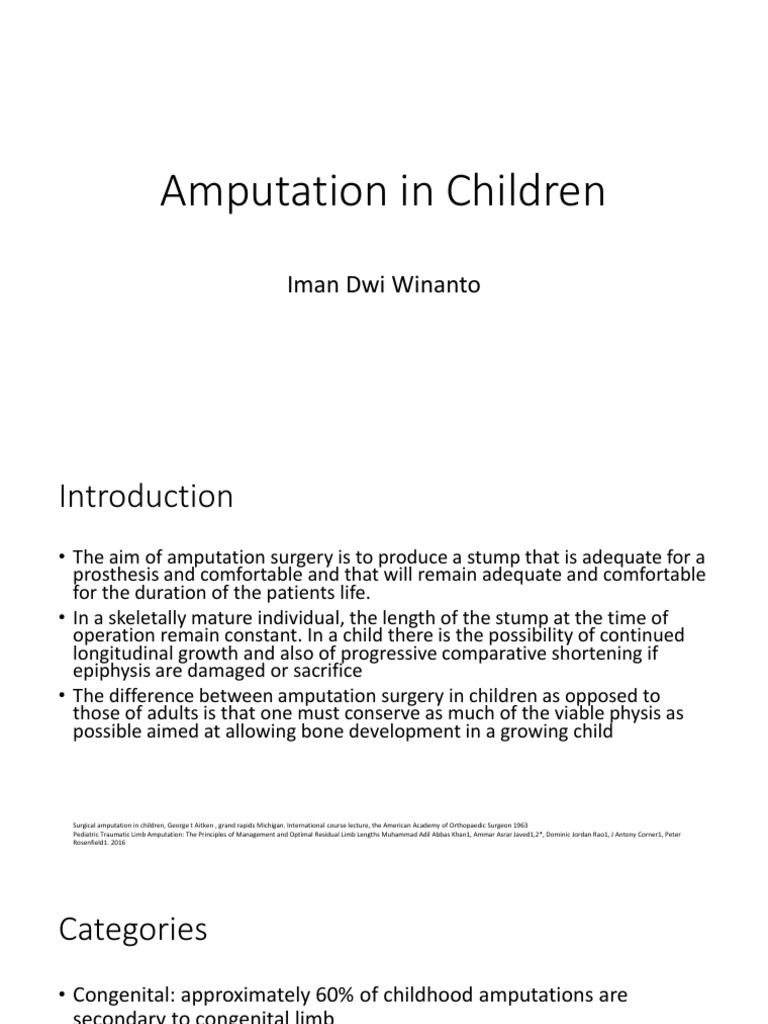Pediatric Amputation Insights | PDF | Amputation | Prosthesis