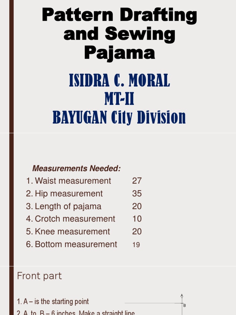 Drafting Pattern and Sewing Pajama | PDF | Seam (Sewing) | Sewing