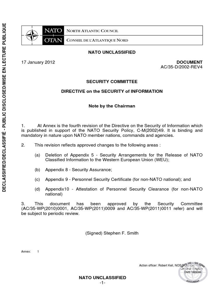 Nato Unclassified: Declassified/Declassifié - Public Disclosed/Mise en ...