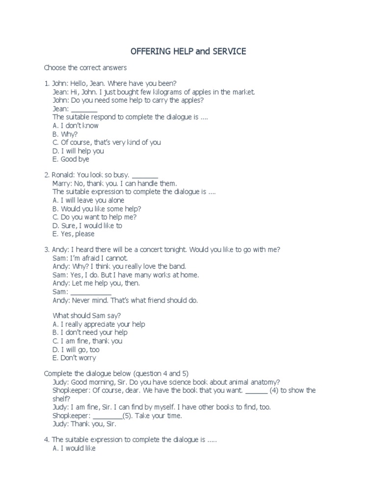 English Dialogue Exercises | PDF