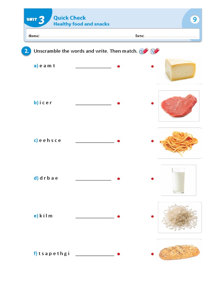 Unscramble The Words and Write. Then Match. Eamt | PDF