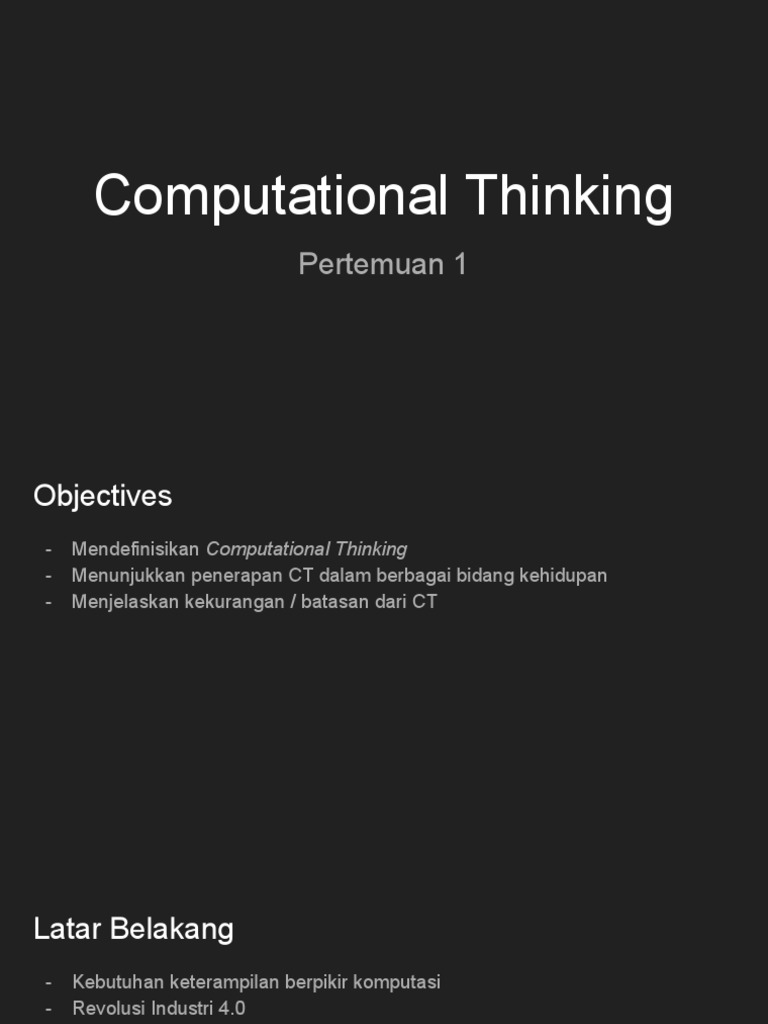 Ct 01 Computational Thinking Pdf Thought Computing