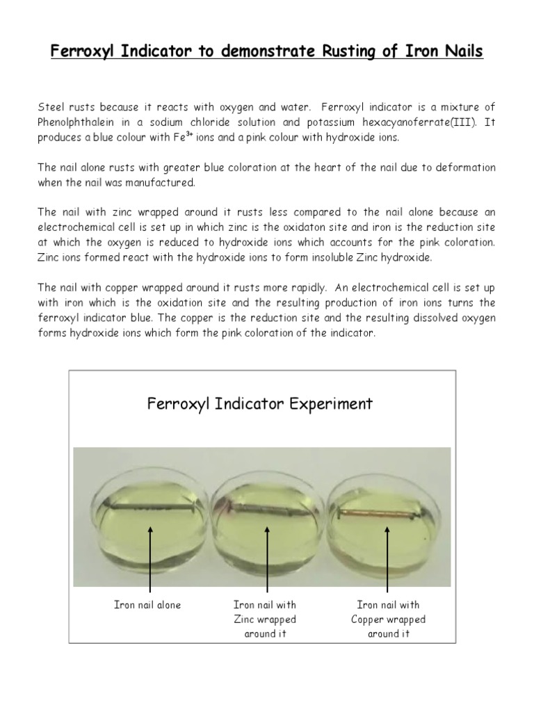 Ferroxyl Indicator in Iron Rusting Experiment | PDF