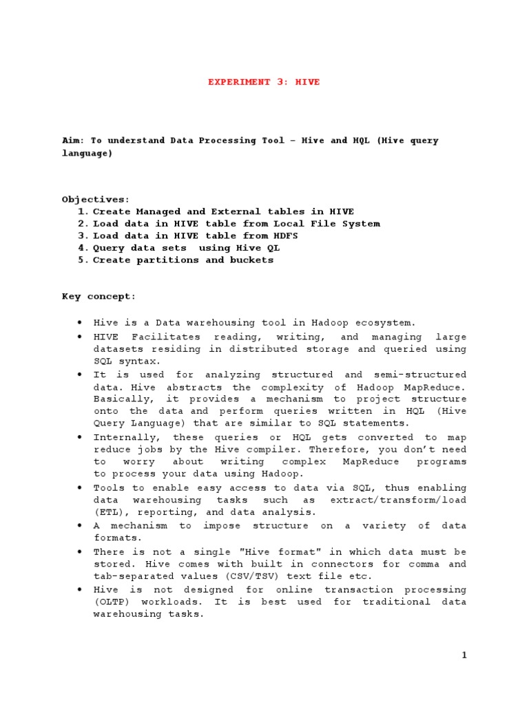 Understanding Data Processing with Hive | PDF | Information Management ...