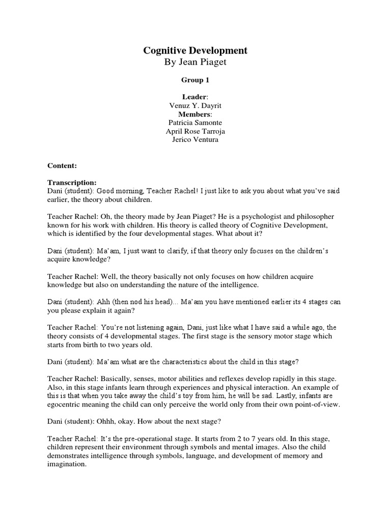 Cognitive Development Paper | PDF | Cognitive Development | Child ...