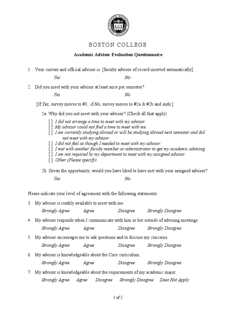 Advisor Evaluation Form | PDF | International Student | Behavior ...