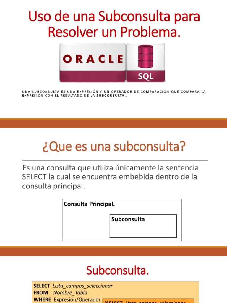 Subconsultas ORACLE | PDF | SQL | Áreas de informática