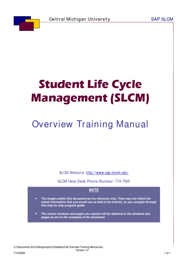 Student Life Cycle Management (SLCM) : Overview Training Manual | PDF ...