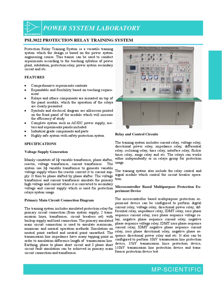 Psl3022 Protection Relay Training System | PDF | Electric Power System ...