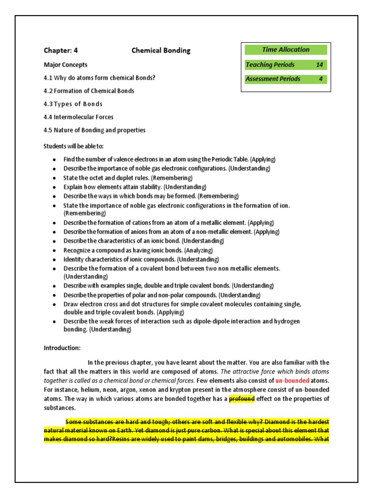 Understanding Chemical Bonding Concepts | PDF | Ion | Ionic Bonding