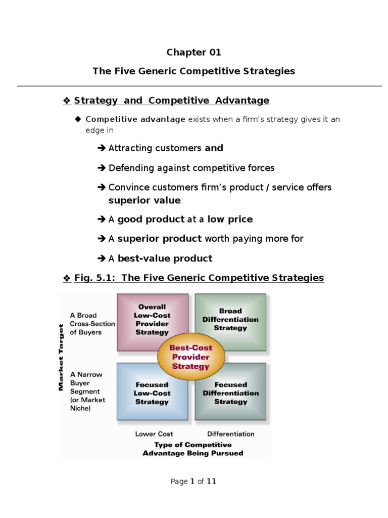 Five Generic Competitive Strategies | PDF | Competitive Advantage | Strategic Management