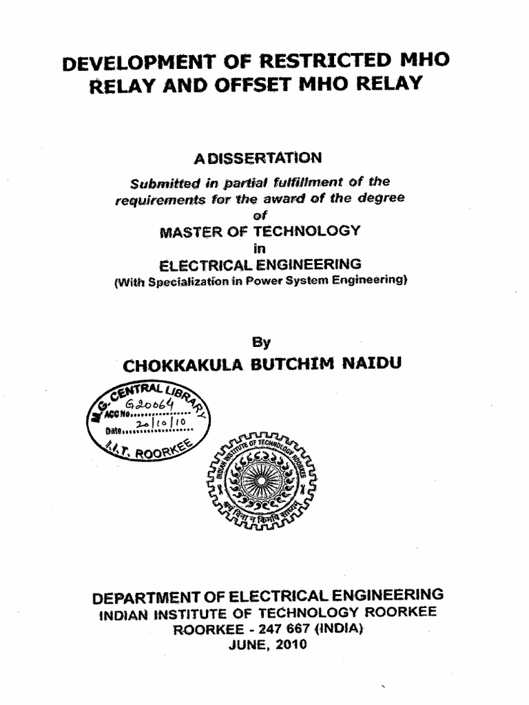 Development of Mho Relays for Protection | PDF | Electrical Impedance ...