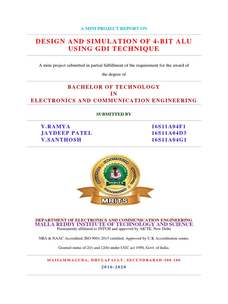 4-Bit ALU Design Using GDI Technique | PDF | Logic Gate | Cmos