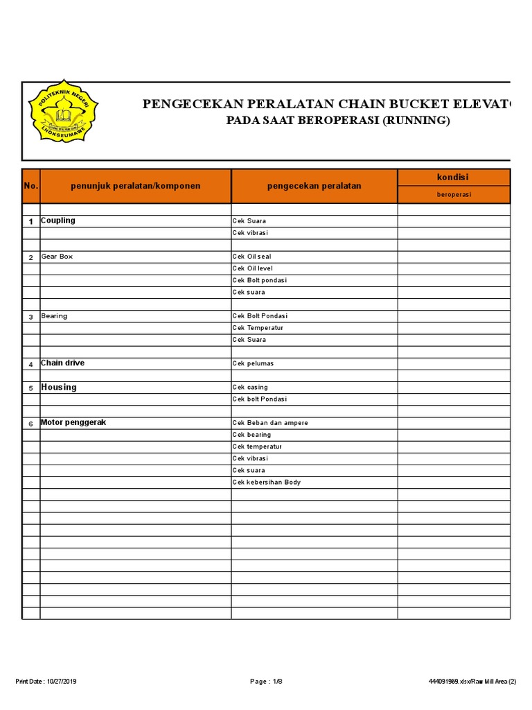 Bucket Elevator Inspection | PDF | Automotive Technologies | Mechanical ...