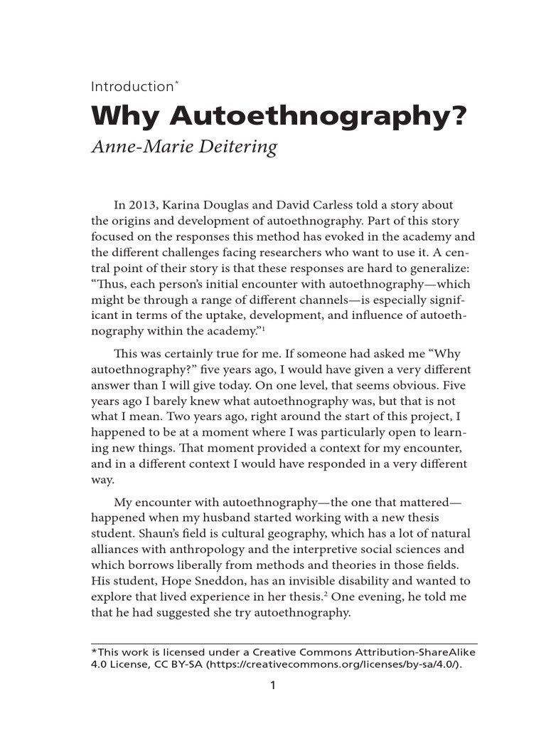 Introduction. Why Autoethnography | PDF | Positivism | Narrative
