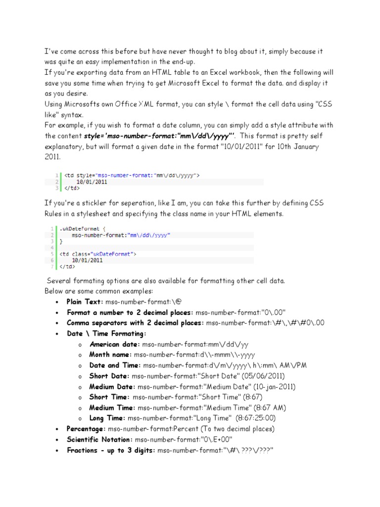 Mso Number Format | PDF