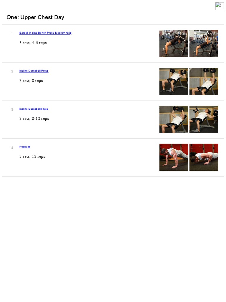 One: Upper Chest Day: 3 Sets, 4-6 Reps | PDF