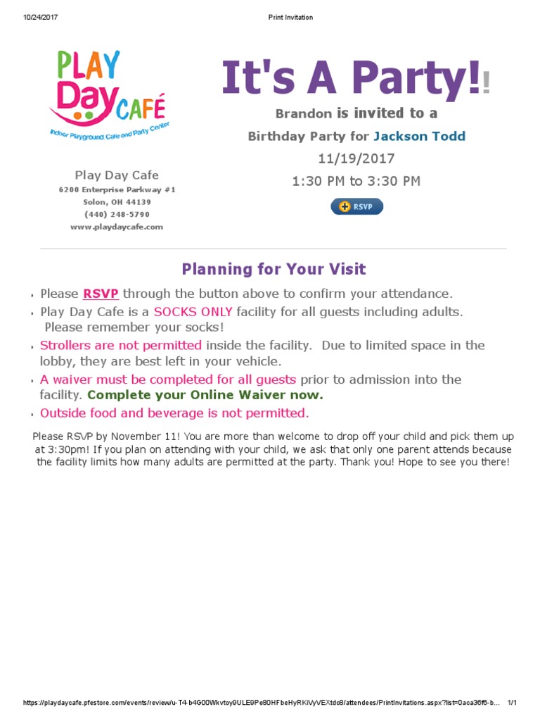 Brandon Print Invitation | PDF