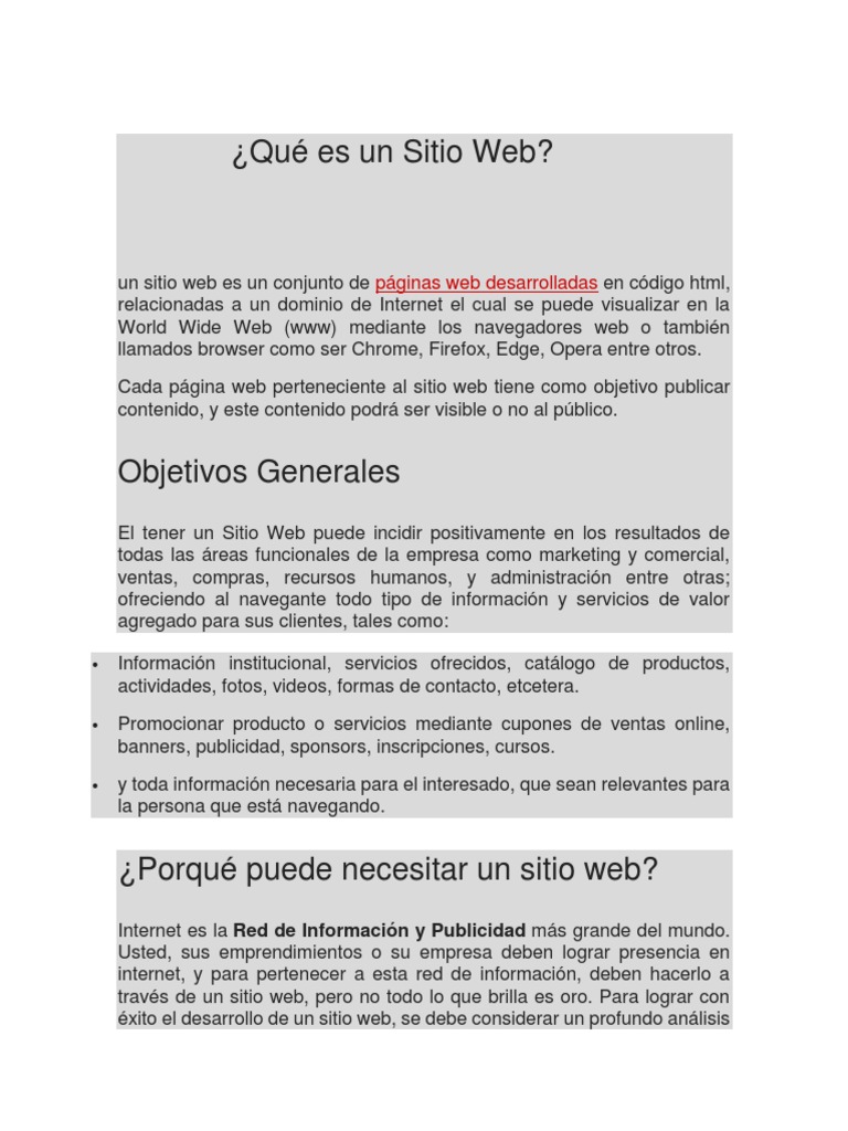 Qué Es Un Sitio Web | PDF | Sitios web | Red mundial