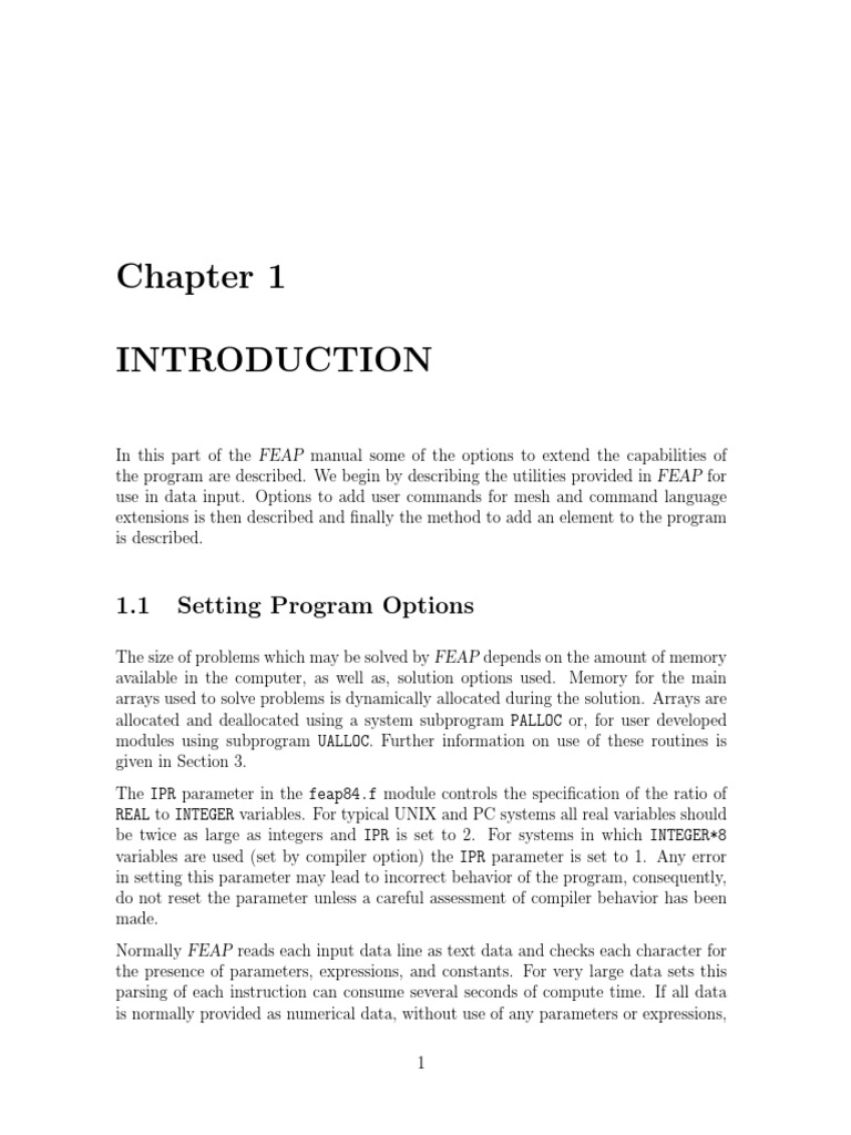 Programming Manual Feap 84 Ch1 | PDF | Subroutine | Variable (Computer Science)