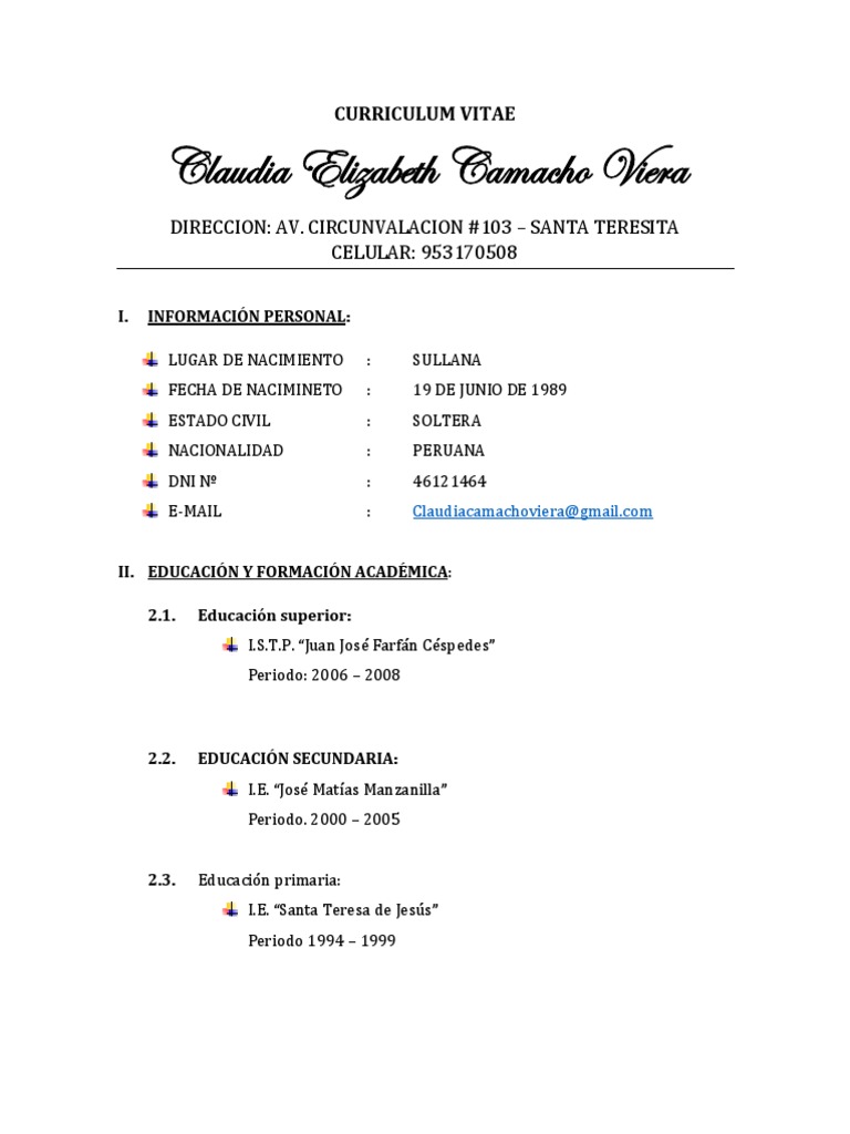 Curriculum Vitae Claudia | PDF | Aprendizaje | Plan de estudios