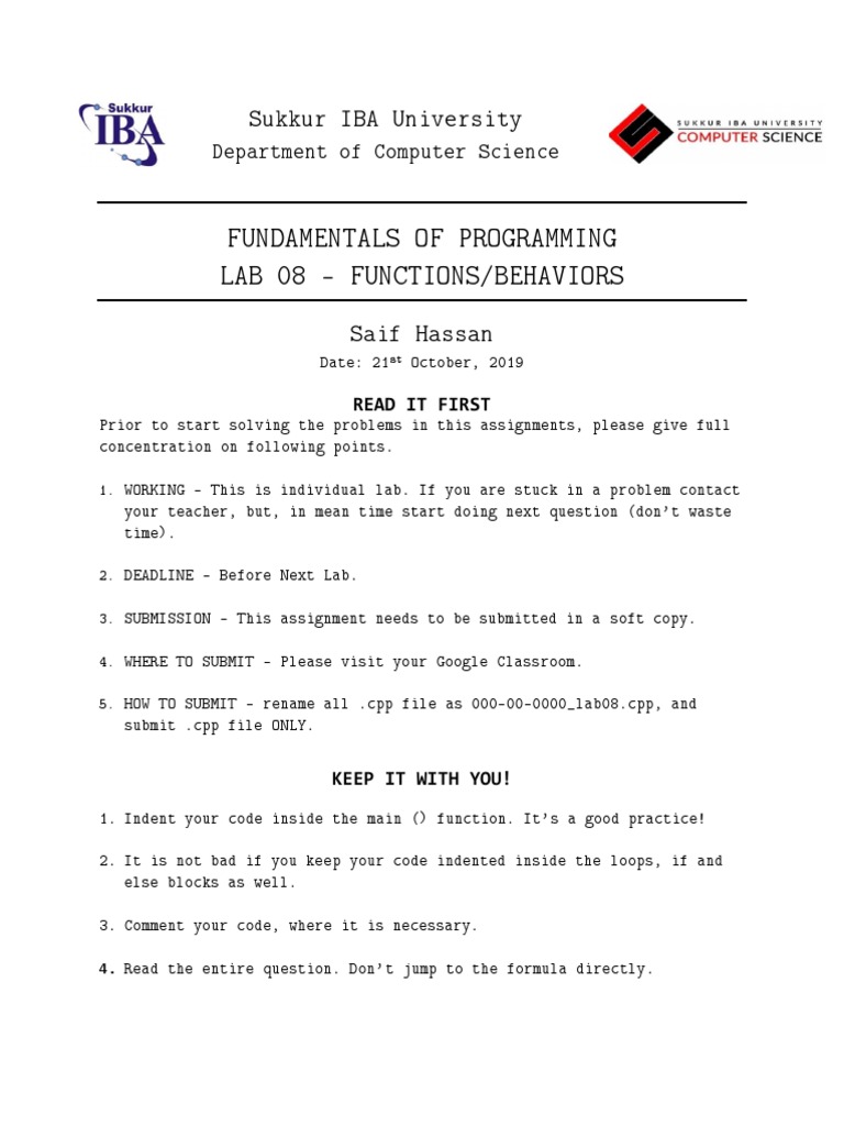 Exercises Functions Programming Fundamentals Pdf Function Mathematics Software