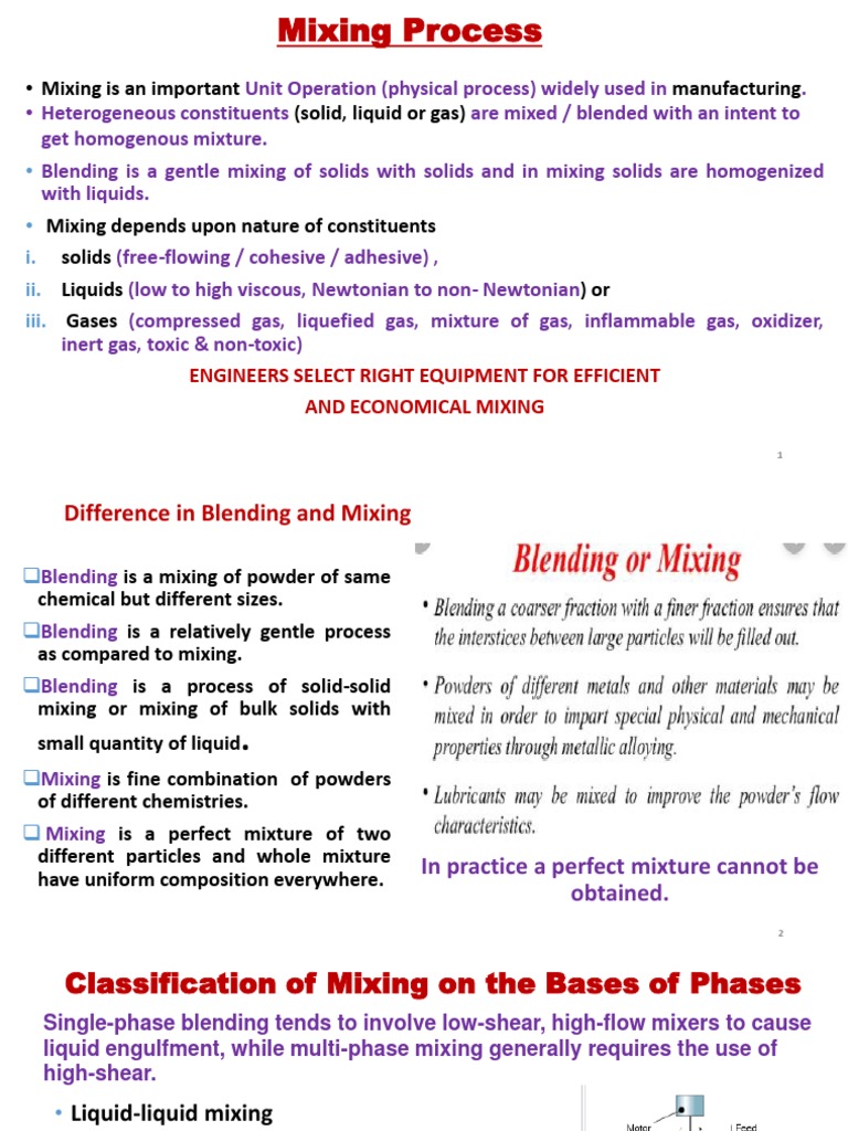 Manufacturing (Solid, Liquid or Gas) : - Mixing Is An Important | PDF ...