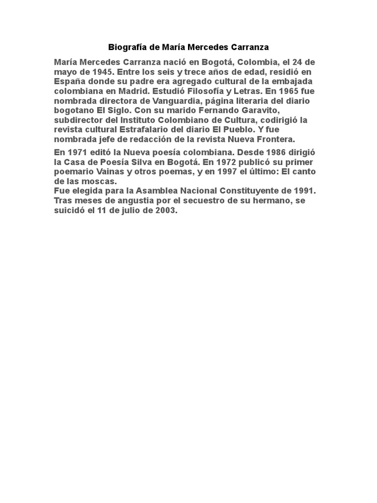 Biografía de María Mercedes Carranza | PDF