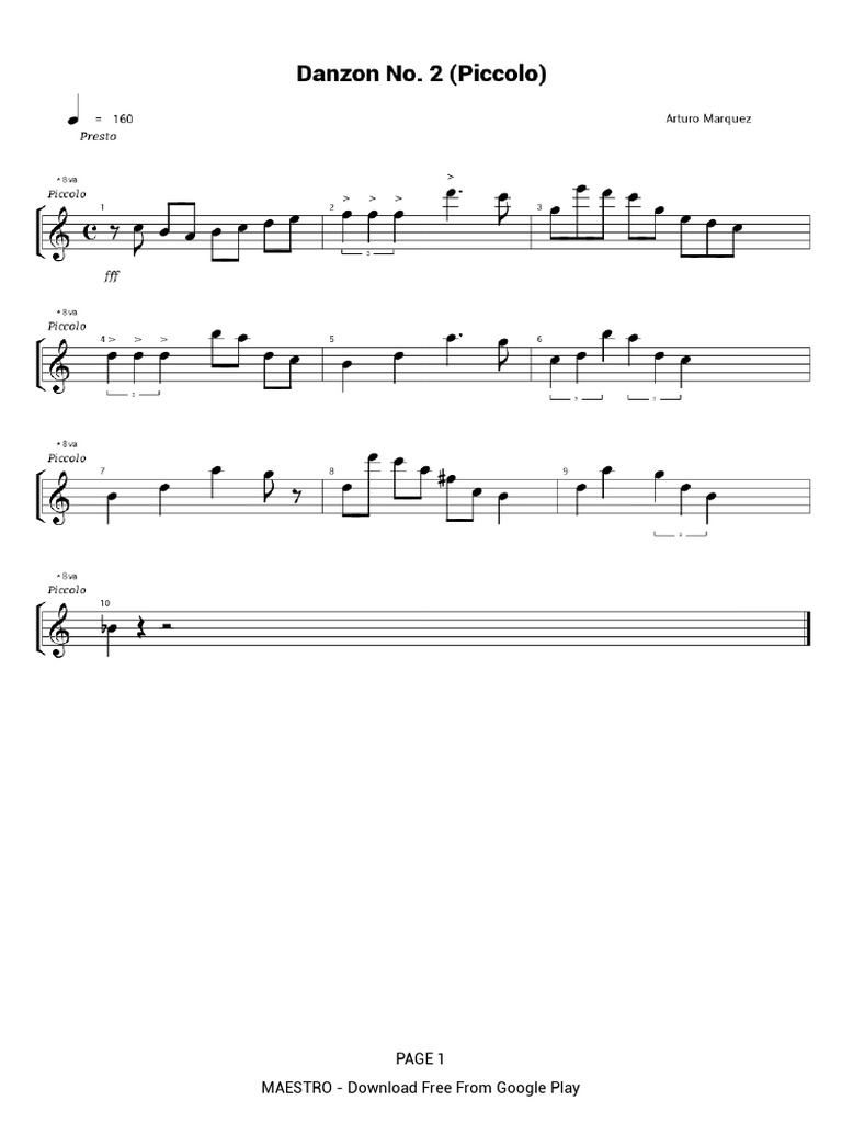 Danzón No. 2 Solo Sheet Music | PDF