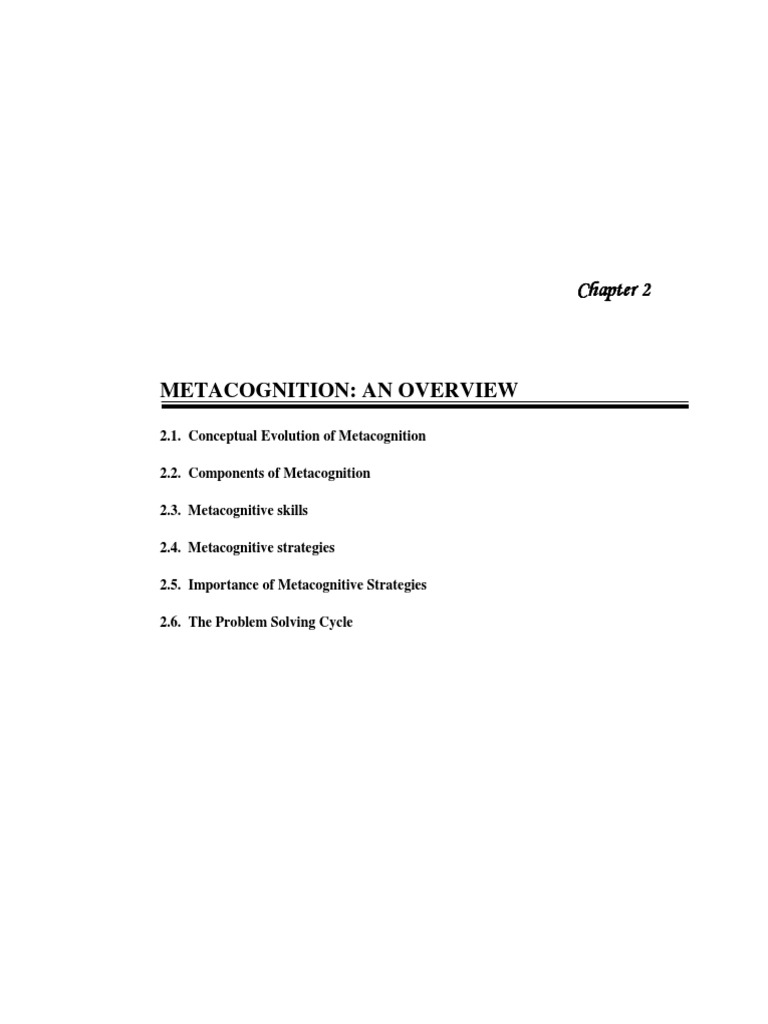 Metacognition: An Overview 20 | PDF | Metacognition | Critical Thinking