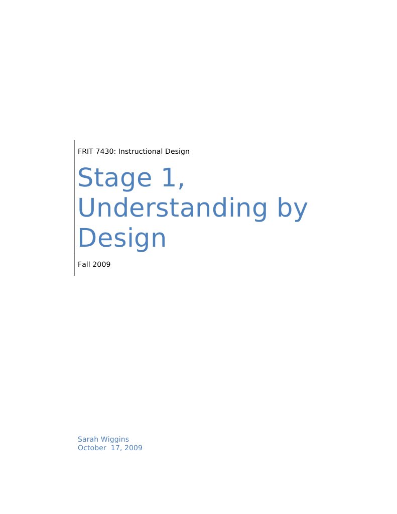 Stage 1, Understanding by Design | PDF | Reading Comprehension | Semiotics