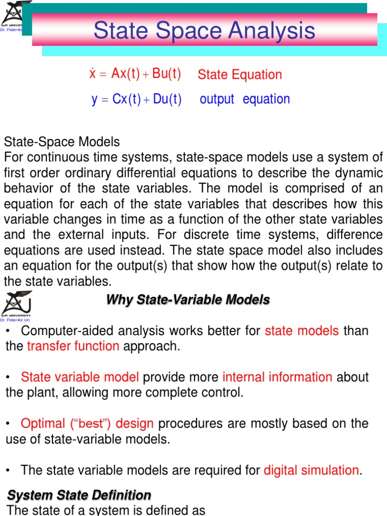 State Space Analysis by Dr. Fida | PDF | Teaching Mathematics ...