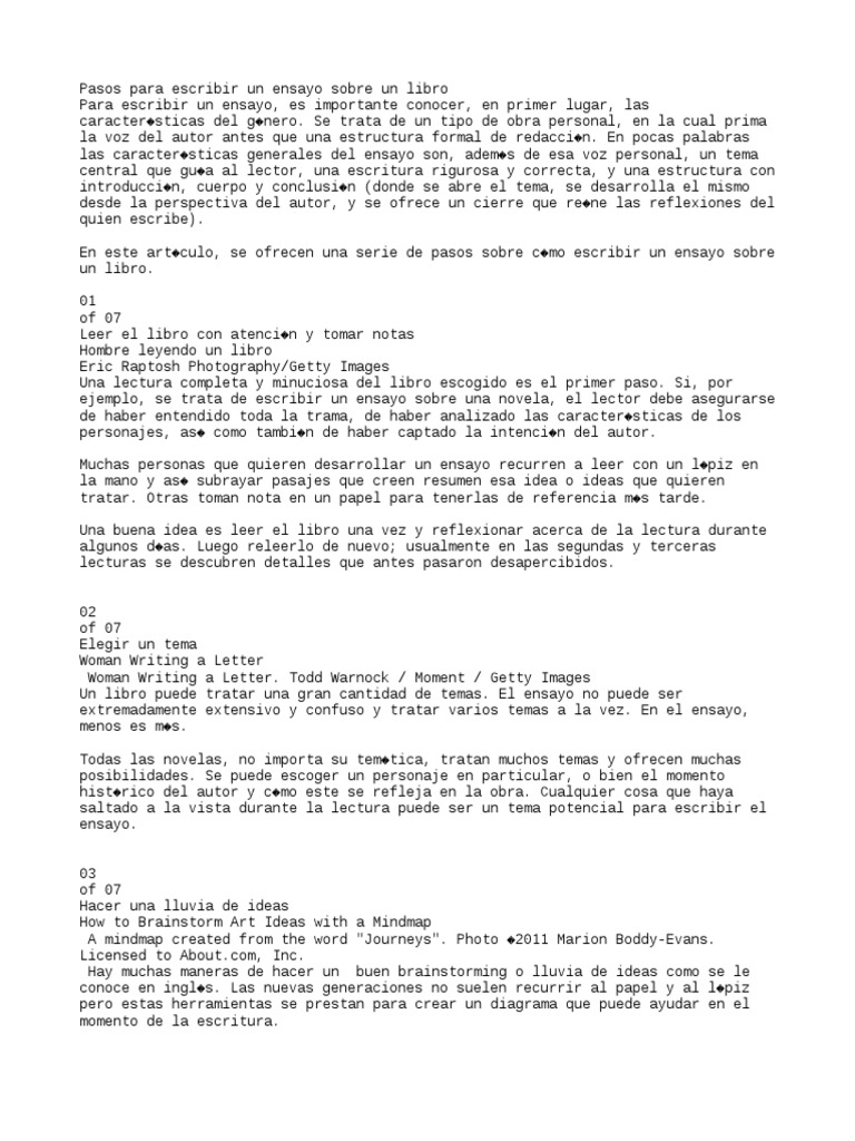 Pasos para Escribir Un Ensayo Sobre Un Libro | PDF | Ensayos | Libros
