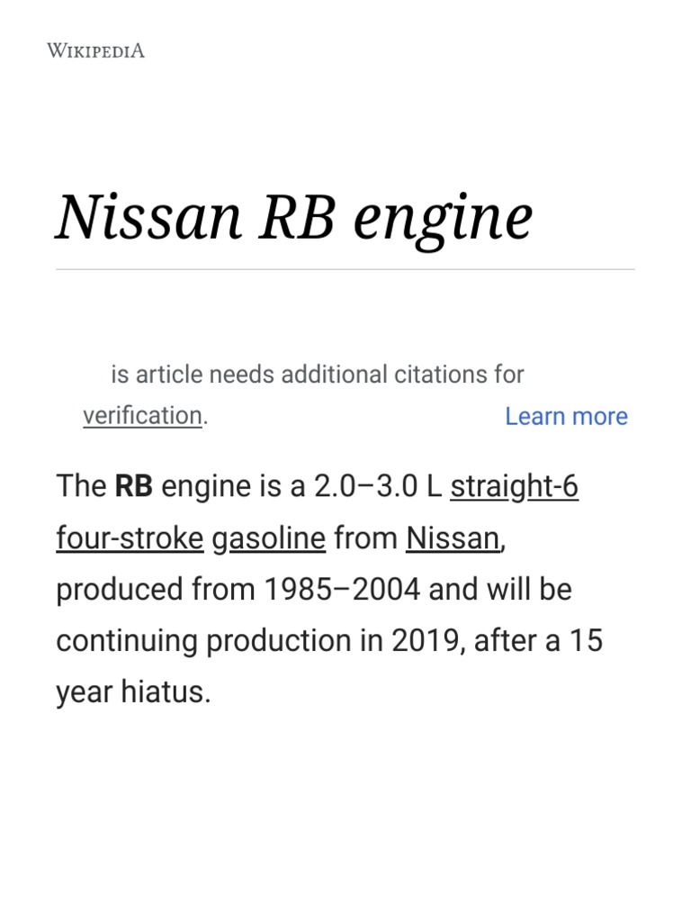 Nissan RB Engine - Wikipedia | PDF | Internal Combustion Engine ...