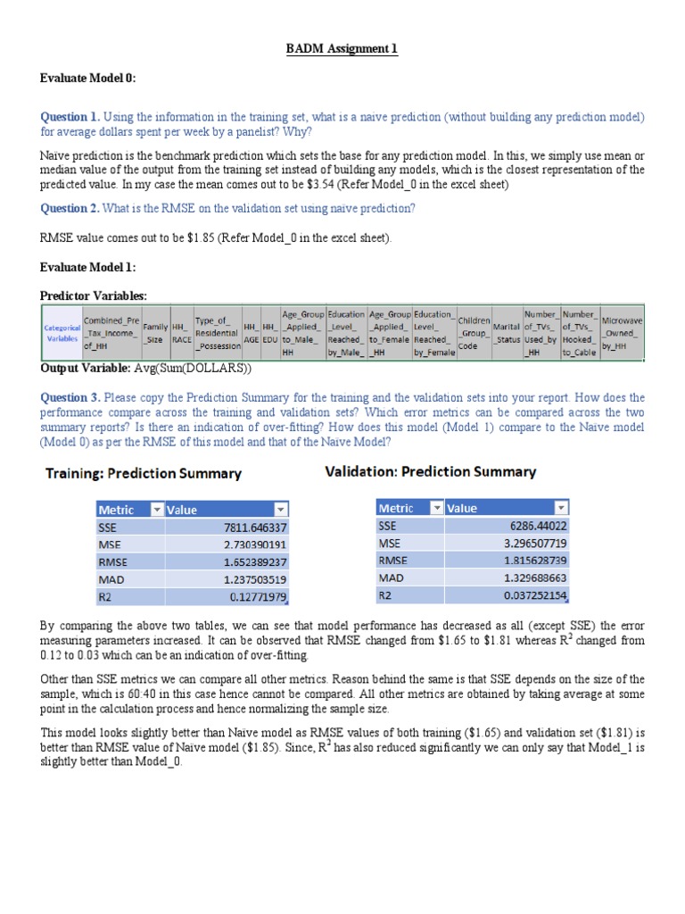 Business Analytics - Prediction Model | PDF | Root Mean Square Deviation | Errors And Residuals