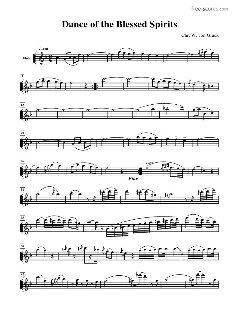 Dance of The Blessed Spirits - Gluck Violin 1 PDF | PDF