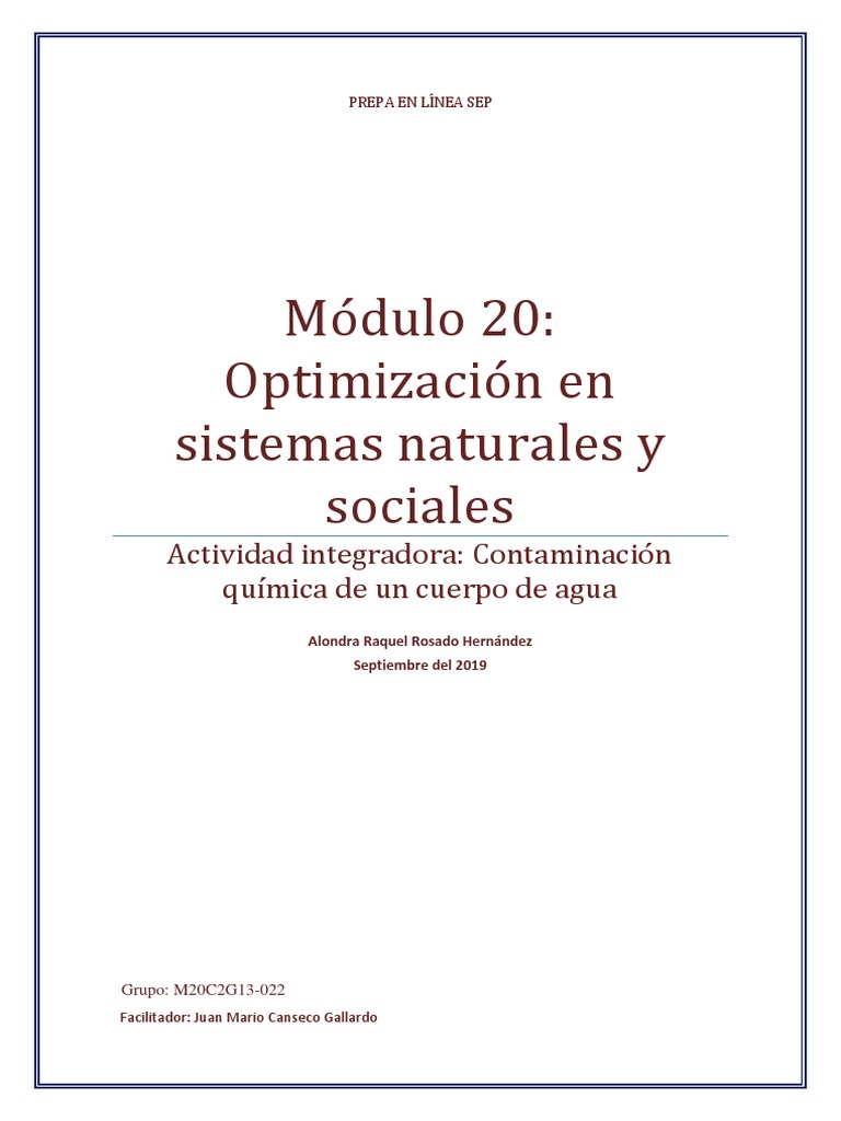 Módulo 20: Optimización en Sistemas Naturales y Sociales | PDF ...