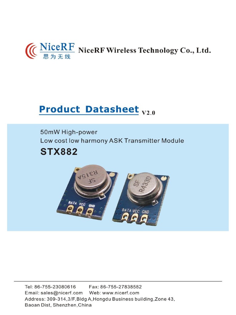 STX882 Catalogue: High Power Low Cost ASK Transmitter Module | PDF ...