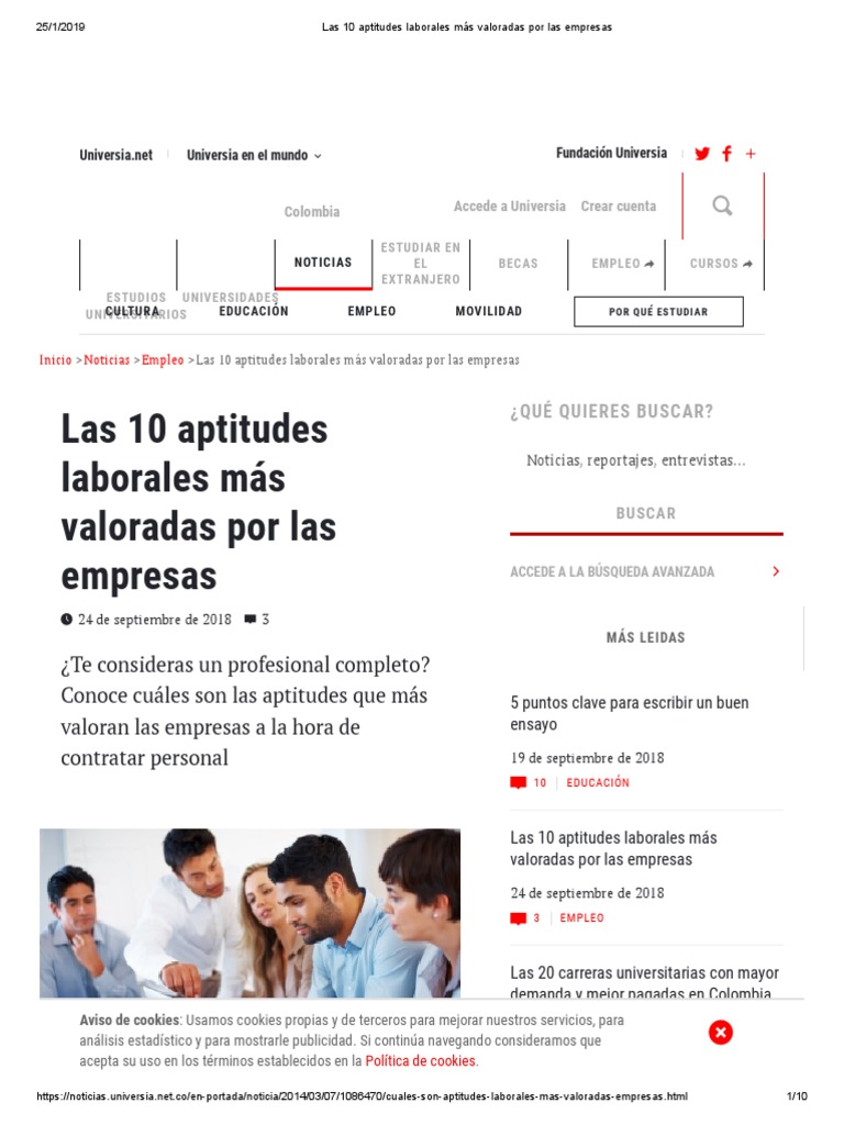 Las 10 Aptitudes Laborales Más Valoradas Por Las Empresas PDF | PDF ...