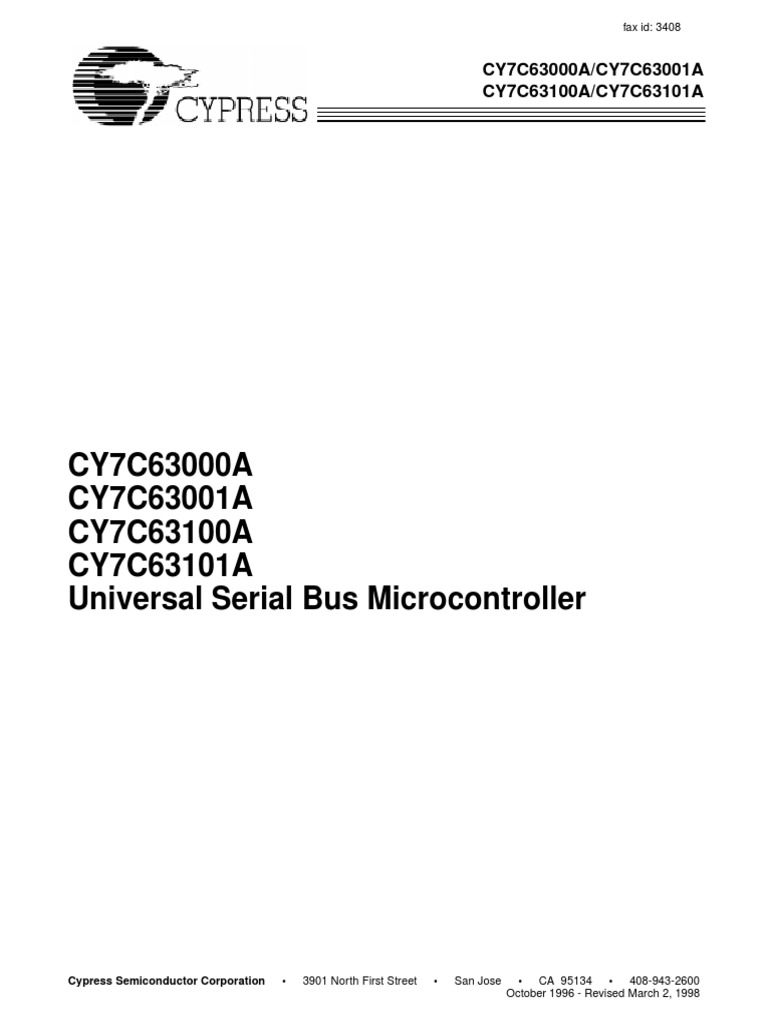 CY7C63000A CY7C63001A CY7C63100A CY7C63101A Universal Serial Bus ...
