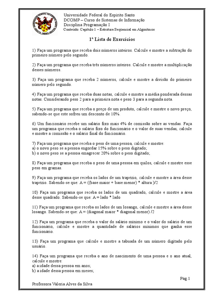 Cap Tulo 1 Lista de Exerc Cios | PDF | Celsius | Triângulo