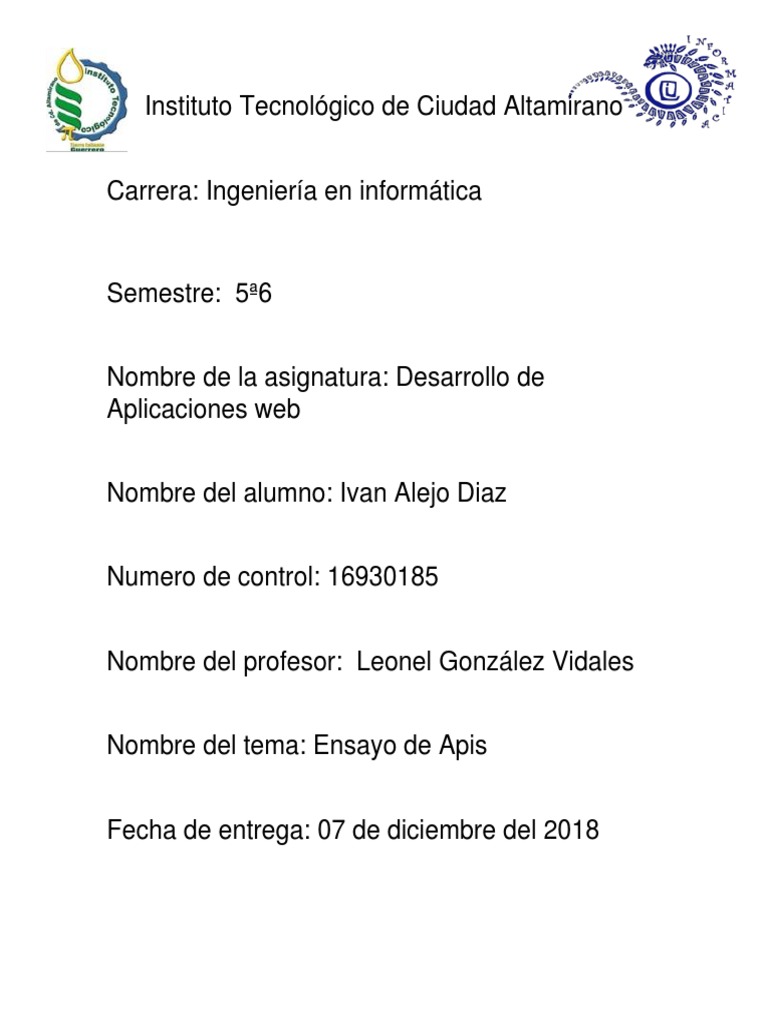 Ensayo de API | PDF | Transferencia de estado representacional ...