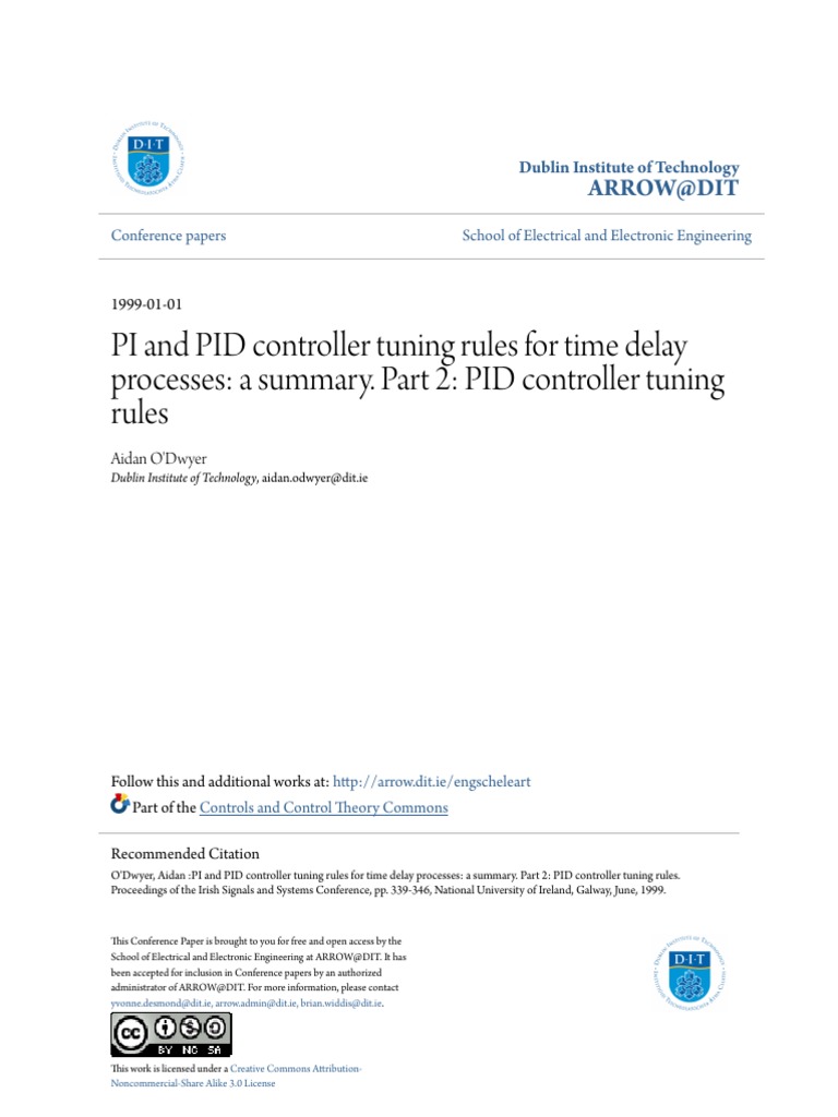 PI and PID Controller Tuning Rules For Time Delay Processes: A Summary. Part 2: PID Controller ...