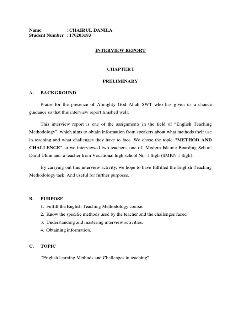 Example of Interview Report | PDF | Teachers | Neuropsychological ...