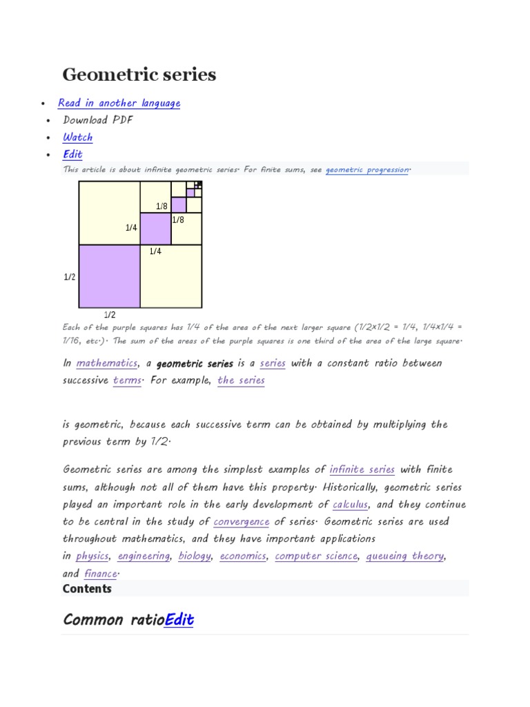 Sum of Geometric Series | PDF | Series (Mathematics) | Teaching Mathematics