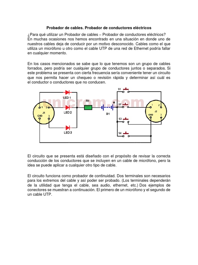 Probador de Cables | PDF | Diodo emisor de luz | Micrófono