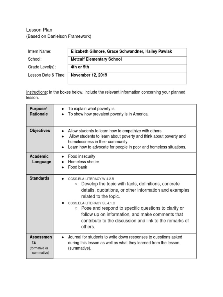 Lesson Plan For Social Issues Project | PDF | Poverty | Poverty ...