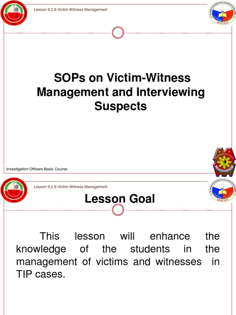 Sops On Victim-Witness Management and Interviewing Suspects | PDF ...